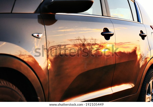 Car Sunset Reflection Stock Photo 192105449 | Shutterstock