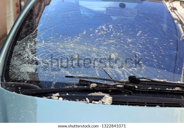 Car Windshield Crashed Smashed By Building Stock Photo 1322841071 ...