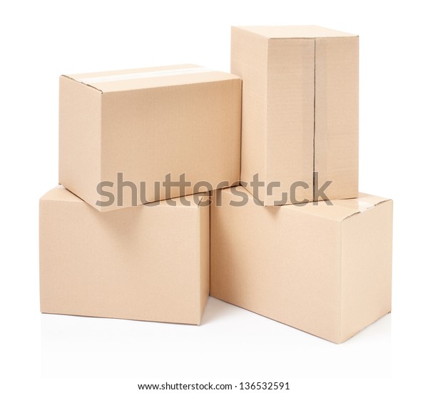 Cardboard Boxes Stack Isolated On White Stock Photo (Edit Now) 136532591