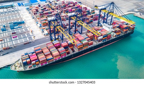 Cargo Ship Loading Unloading Goods Deep Stock Photo 1327045403 ...