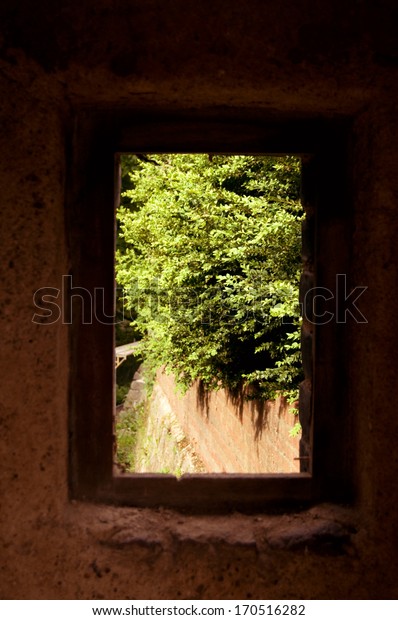 Castle Wall Interior Window Forest Outside Stock Photo 170516282 ...