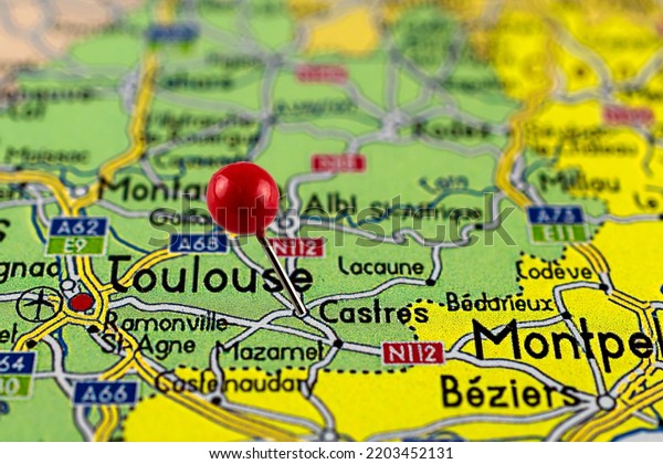 Castres Map Close Castres Map Red Stock Photo 2203452131 | Shutterstock