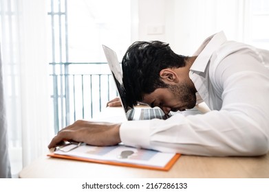 Caucasian Man Stressed While Working On Stock Photo 2167286133 ...