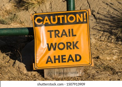 Caution Trail Work Ahead Temporary Sign Stock Photo 1507913909 ...