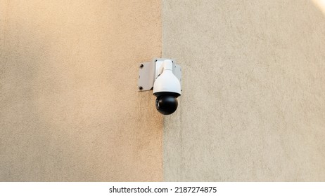 Cctv Camera Hangs On Corner Beige Stock Photo 2187274875 | Shutterstock