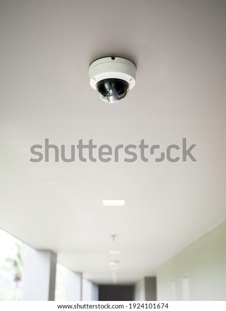 Cctv Camera On White Ceiling Walkway Stock Photo 1924101674 | Shutterstock