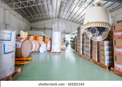 Cctv Camera Operating Inside Warehouse Factory Stock Photo 183201143 ...