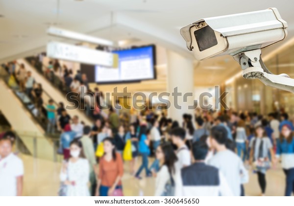 Cctv Camera Surveillance Operating Crowded People Stock Photo 360645650 ...