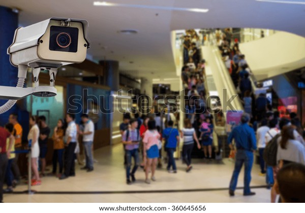 Cctv Camera Surveillance Operating Crowded People Stock Photo 360645656 ...