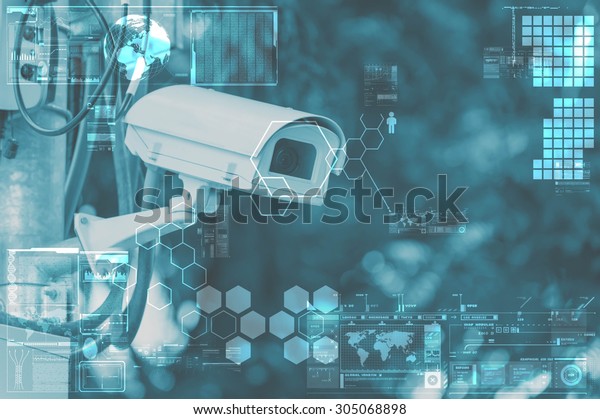 Cctv Camera Surveillance Technology On Screen Stock Photo (Edit Now ...