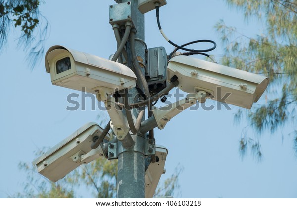 Cctv Cameras Installed Intersection Record Events Foto stock 406103218 ...