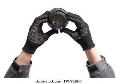 Cctv Security Camera Hand Close Isolated Stock Photo 1997992847 ...