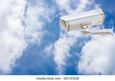 Cctv Camera Blue Sky Background Stock Photo (Edit Now) 1785834158