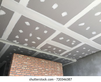 Ceiling On Construction Site Installation Ceiling Stock Photo 720346387 ...