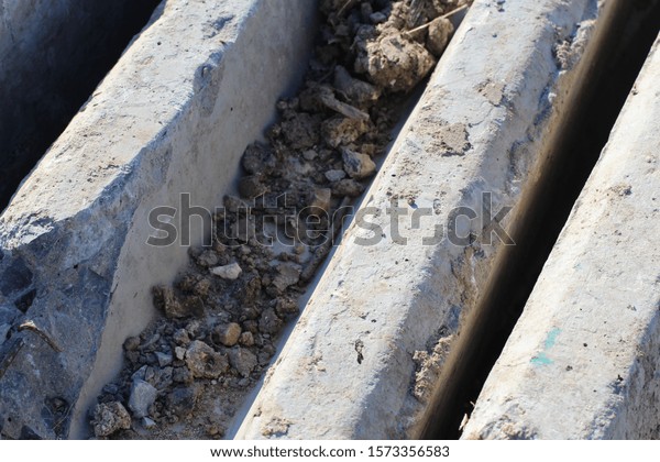 Cement Posts Construction On Road Side Stock Photo 1573356583 ...