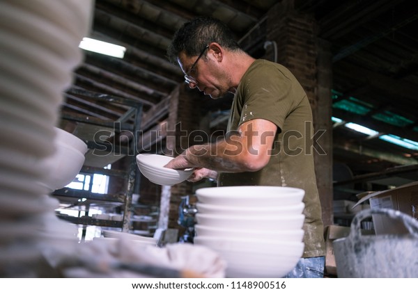 Ceramic Dishes Working Process Creating Ceramic Stock Photo 1148900516 ...