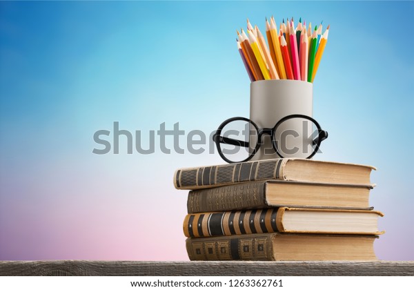 Chalkboard Stack Book Stock Photo (Edit Now) 1263362761