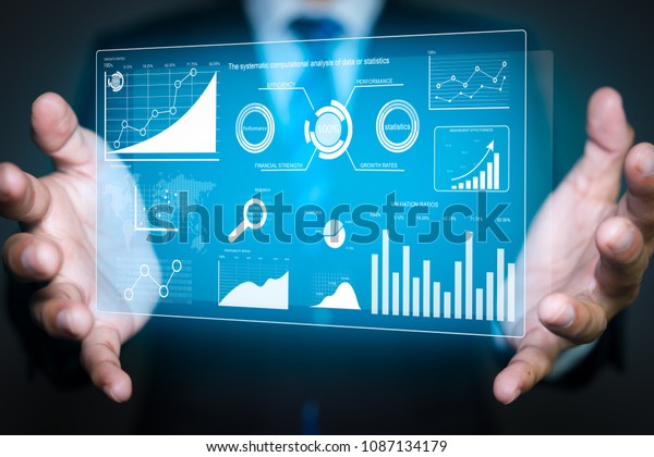 Chart Graph Icons On Digital Screen Stock Photo (Edit Now) 1087134179