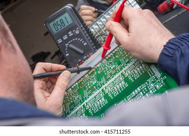Checking Circuit By Multimeter Electrical Engineer Stock Photo ...