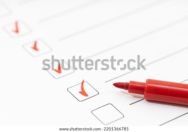 Checklist Sheet Red Marker Check List Stock Photo 2201366785 | Shutterstock