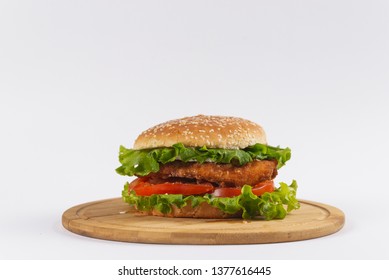 Classic American Hamburger Without Cheese Stock Photo 1468997309 ...