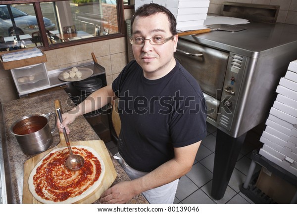 Chef Making Pizza Stock Photo (Edit Now) 80139046