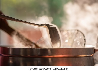 Chef Restaurant Cooking While Using Dipper Stock Photo 1600111384 ...