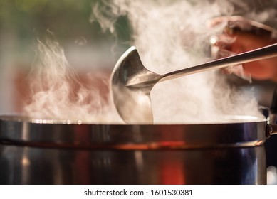 Chef Restaurant Cooking While Using Dipper Stock Photo 1601530381 ...