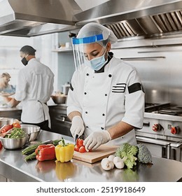 Female Chef Professional Kitchen Making Elaborated AI-generated image ...