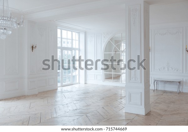 Chic White Huge Spacious Hall Minimum Stock Photo (Edit Now) 715744669