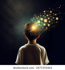 Child Back Looking Into Future Digital AI-generated image 2471555431 ...