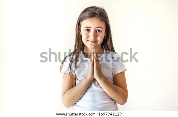 Child Begging Something Making Gestures Prayer Stock Photo 1697941129 ...