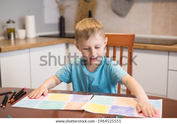 Child Boy Does Tasks Development Logical Stock Photo 1964525551 ...