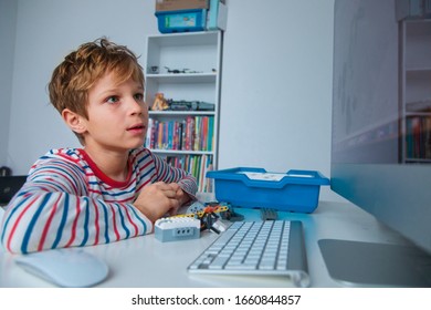 Child Building Programming Robot On Computer Stock Photo 1660844857 ...