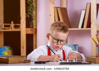 Child Glasses Learning Math Numbers Class Stock Photo 1458019784 ...