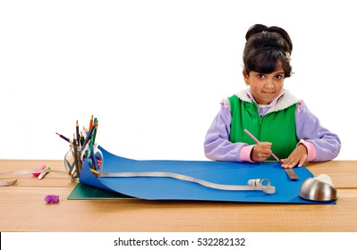 Child Making School Project Using Ruler Stock Photo 532282132 ...