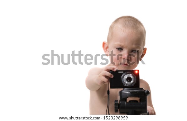 Child Using Camera On White Background Stock Photo 1523298959 ...