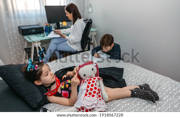 Children Playing Doing Homework While Their Stock Photo 1918067228 ...