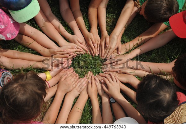 Childrens Hands Round Shape Stock Photo (Edit Now) 449763940