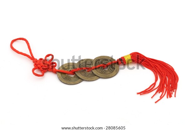 Chinese Coins Luck Red String Isolated Stock Photo (Edit Now) 28085605