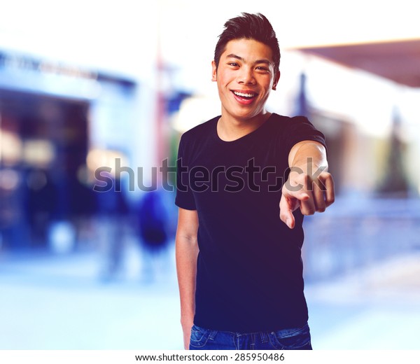 Chinese Man Pointing Front Stock Photo 285950486 | Shutterstock