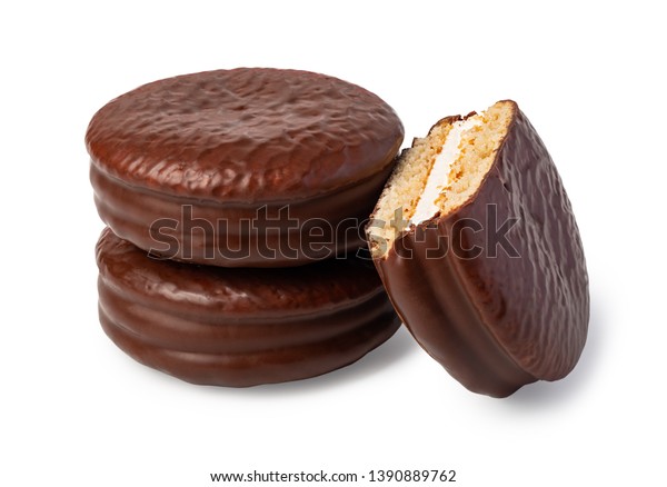 Choco Pie Chocolate Biscuits Isolated On Stock Photo 1390889762 ...