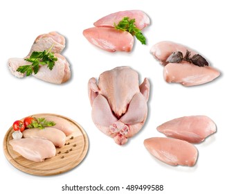 Diferentes partes de pollo crudo sobre Foto de stock 623880074 ...