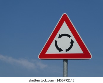 Circular Intersection Warning Traffic Road Sign Stock Photo 1456792145 ...