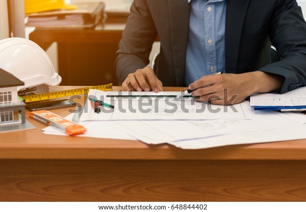 Civil Design Engineer Making Structural Analysis Stock Photo 648844402 ...