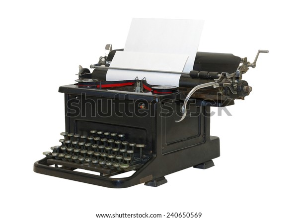 Classic Old Typewriter Frontside View Isolated Stock Photo 240650569 ...