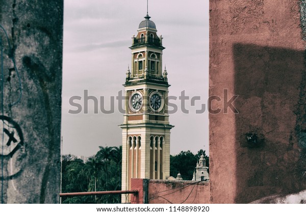Classical Architectural Clock Tower Seen Behind Foto de stock ...