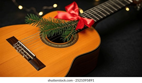 Close Guitar Christmas Background AI-generated image 2547839043 ...