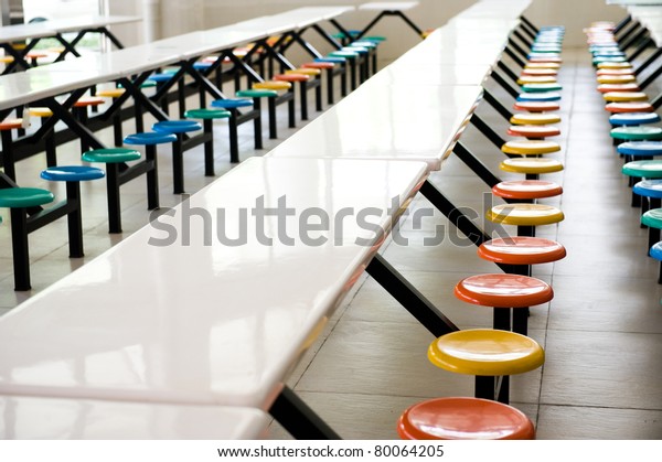 Clean School Cafeteria Many Empty Seats Stock Photo (Edit Now) 80064205