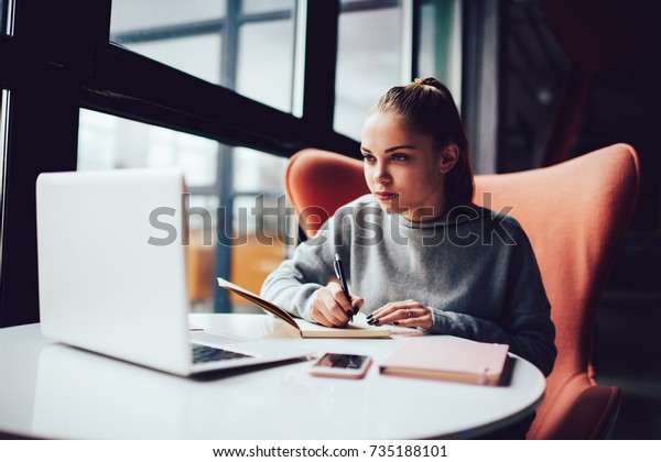 Clever Student Doing Homework Task Writing Stock Photo 735188101 ...